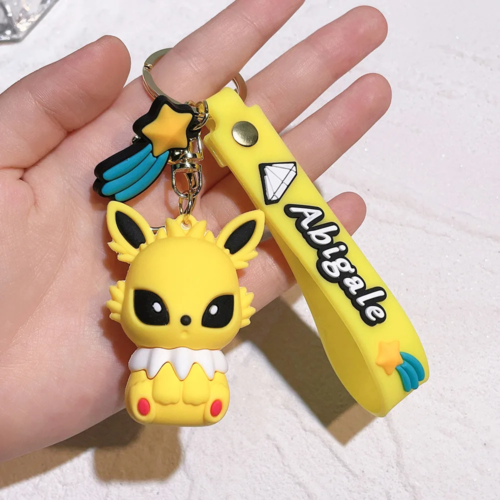 2023 New Cartoon Kawaii 3d Eevee Keychain 3d Pvc Silicone Key Ring ...