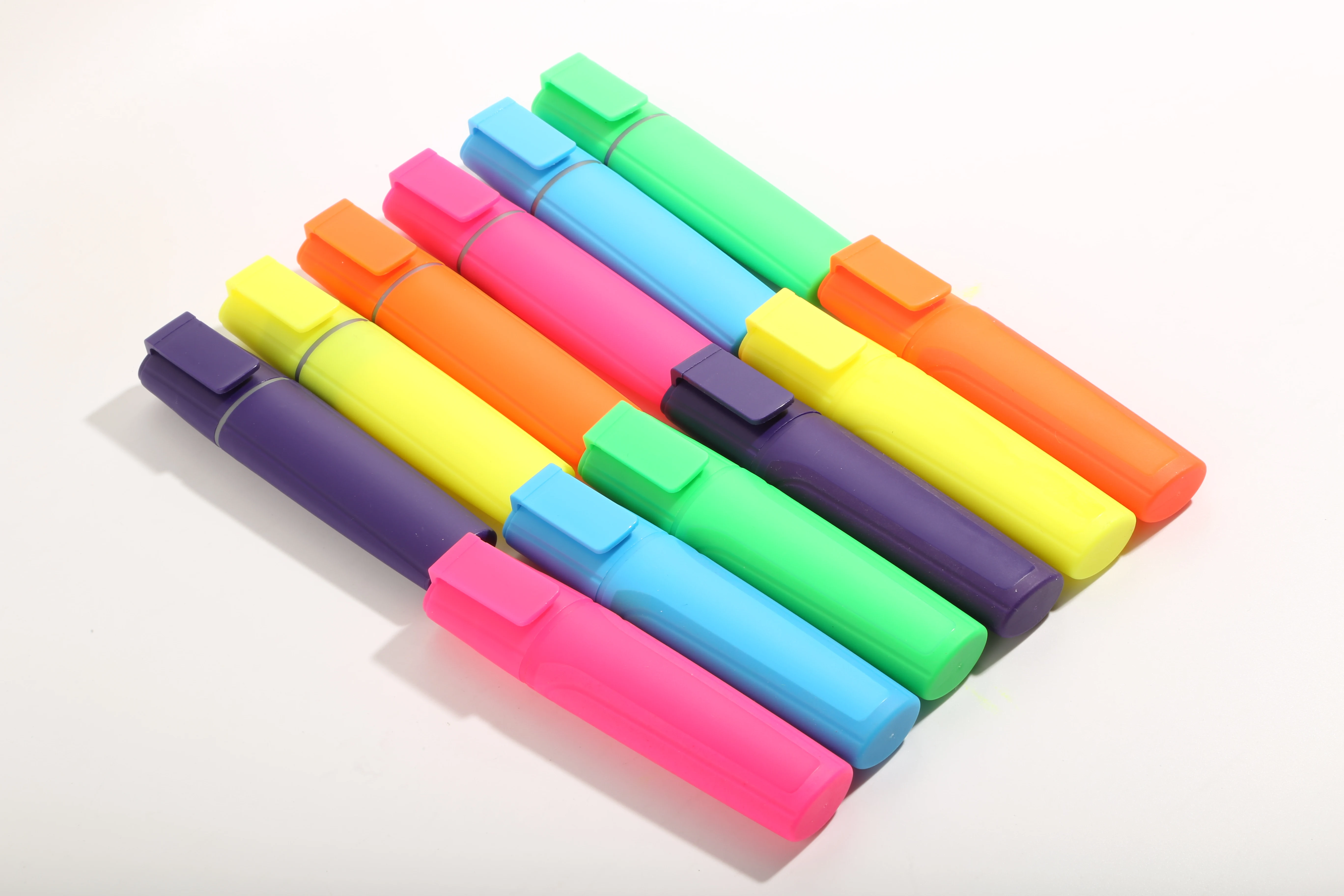 Multi Neon Color Highlight Marker Pen Set Soft Oblique Tip Customized ...