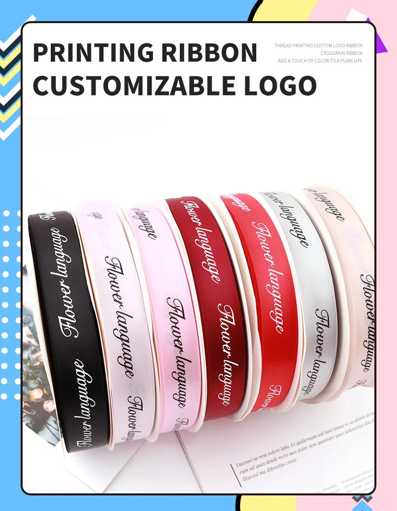 Customized 1inch Satin Ribbon Wholesale Printed Company Logo On Satin ...