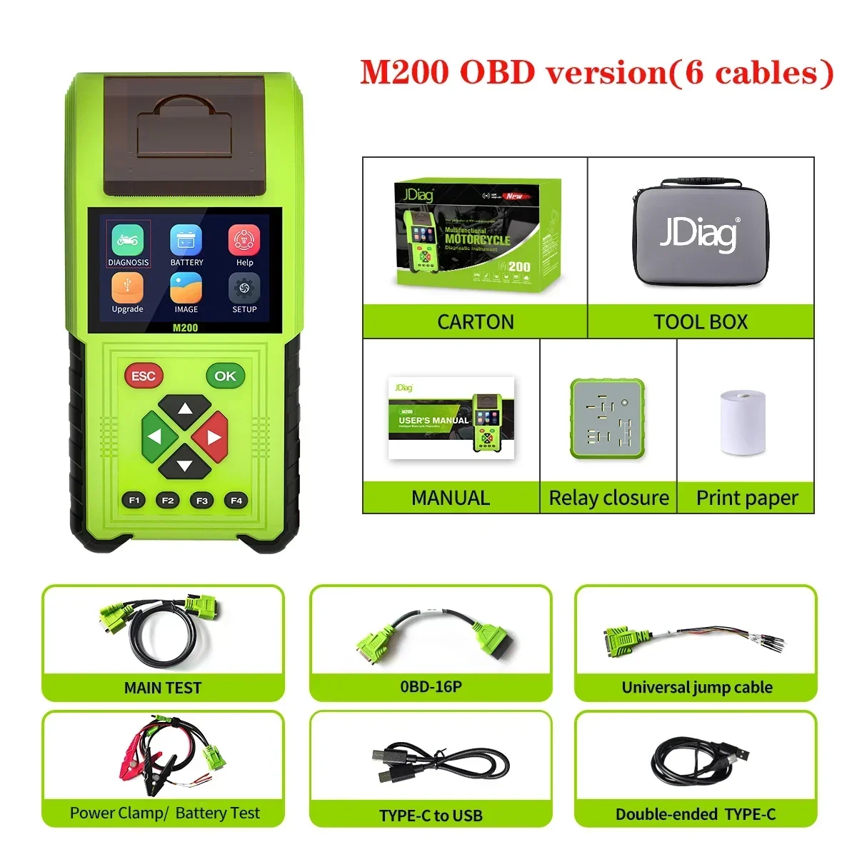 A+ Jdiag M200 Motorcycle Diagnostic Obd2 Scanner Moto Fault Code Reader ...