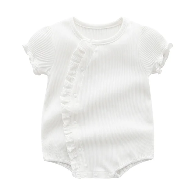 1 Pcs Custom Tag Ribbed Cotton Romper Summer Newborn Infant Toddler ...
