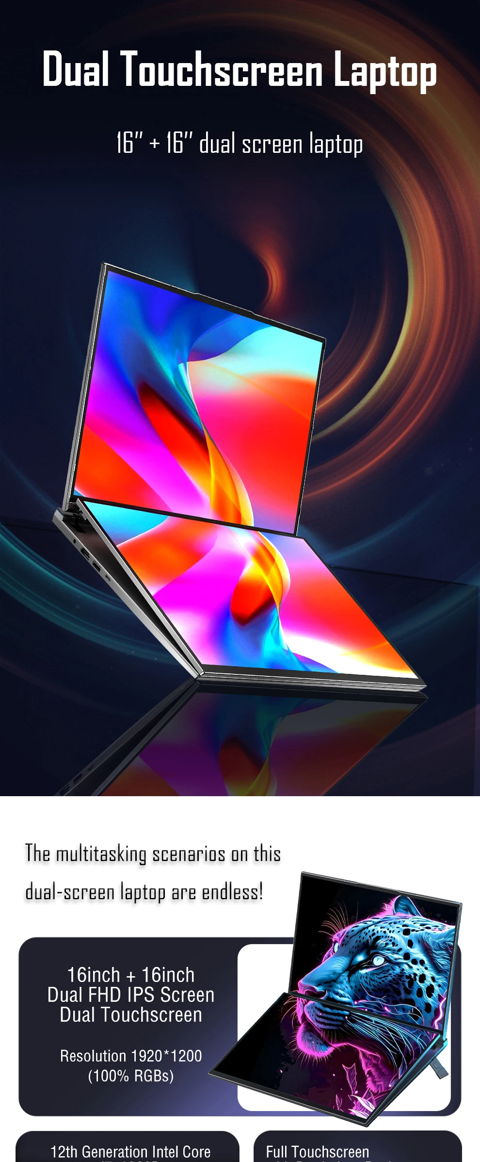 Business Dual-screen I7 Laptop Duo Screen 16 Inch Touch Display 1tb 2tb ...