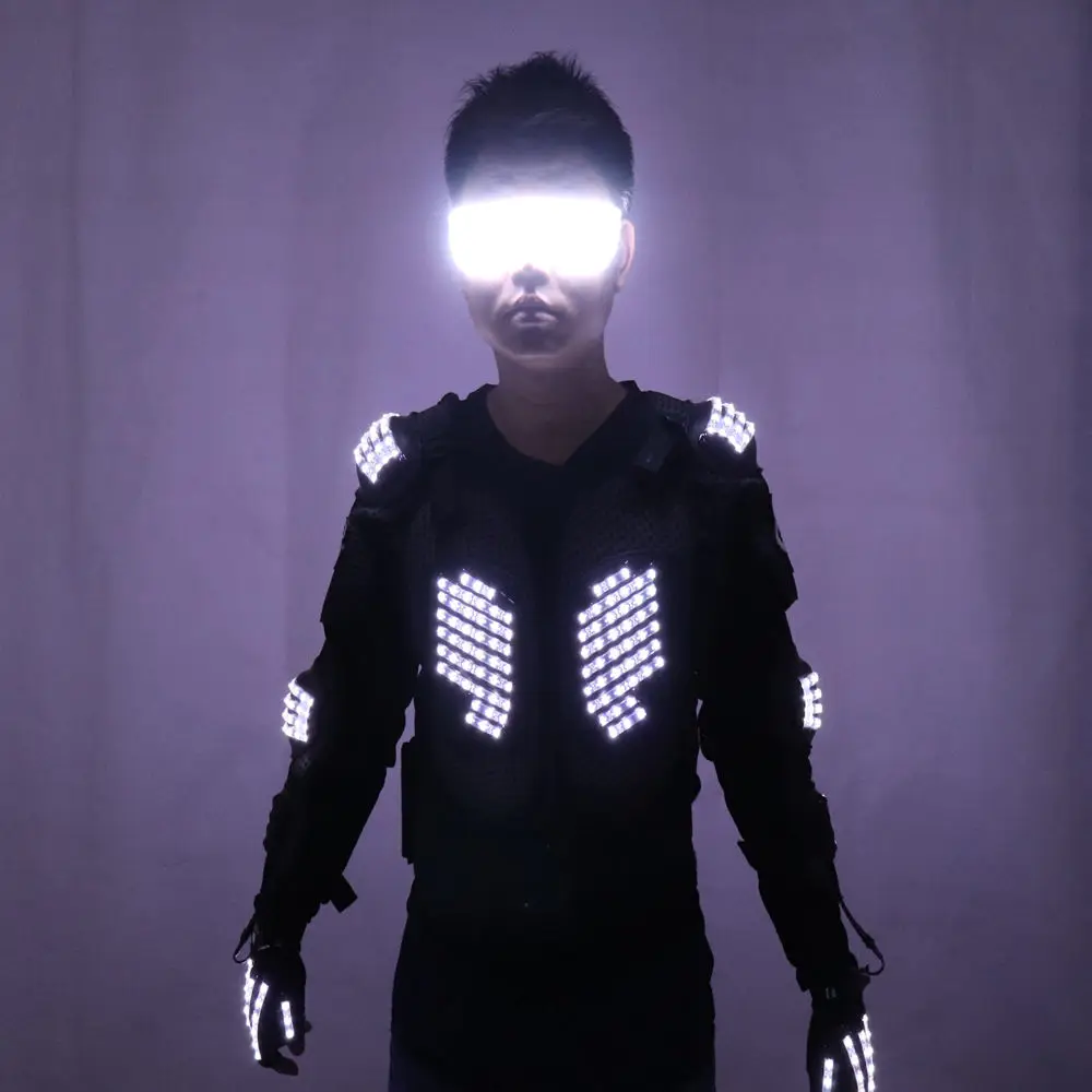 LED Light-Up Armor Suit Full Set with Gloves & Goggles Holographic ...
