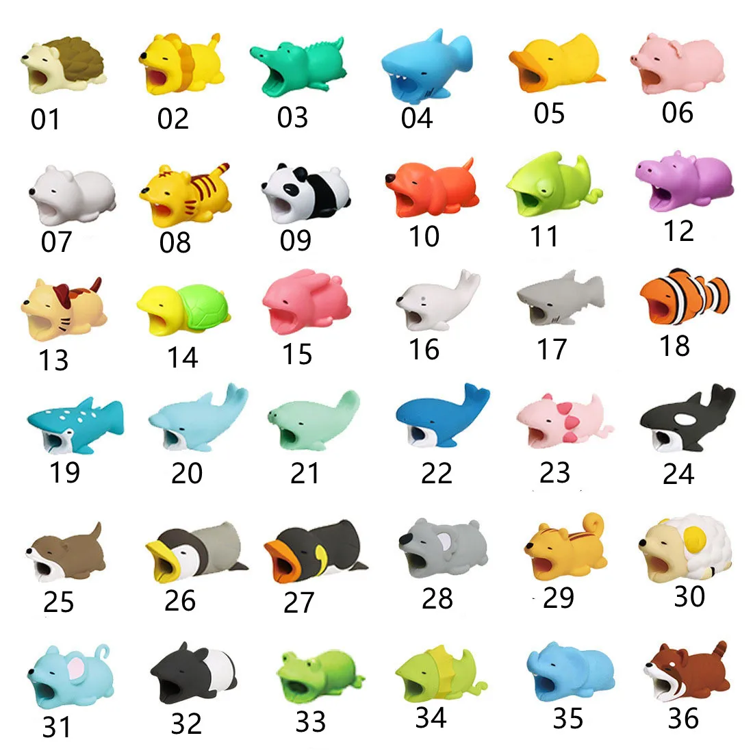 Funny 3d Cute Animals Cartoon Bites Data Line Cable Protector For Usb ...