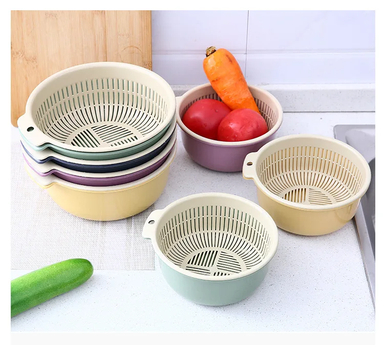 Kitchen Supplies Double-layer Plastic Drain Basket Thickened And ...