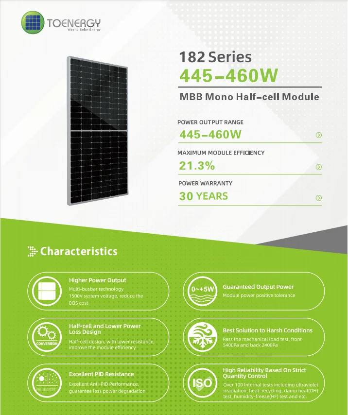 Toenergy 450 Watt Solar Panel With 120 Pieces 182mm Mbb High Efficiency ...
