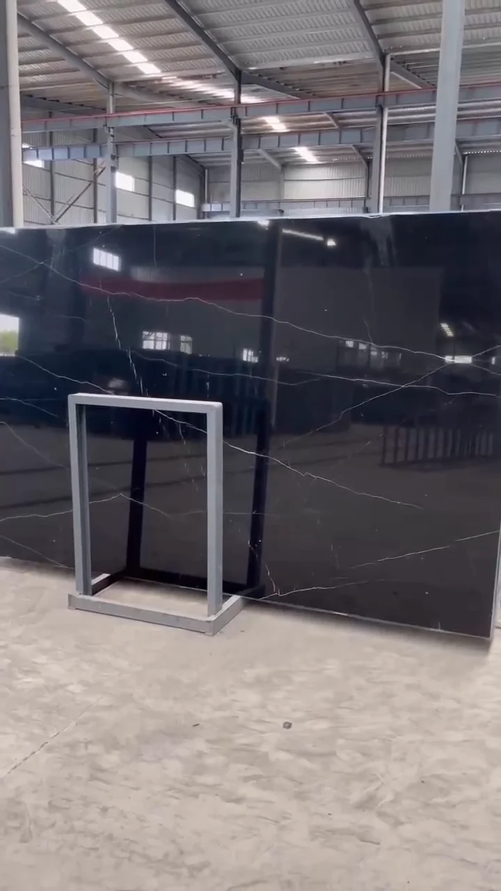 Polished Glazed Marble Look Slab Wall Tiles Kitchen Black Colour Big ...