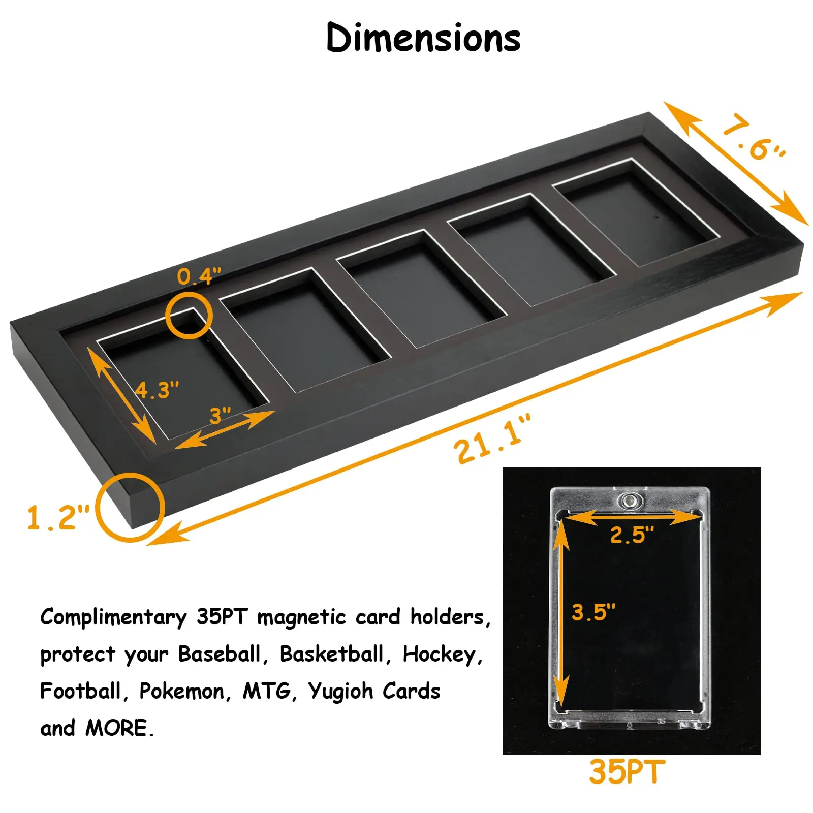 Wall Mount Display Frame Card Display Case with Uv Protection Magnetic ...