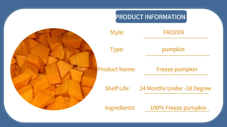 Iqf Frozen Diced Pumpkin Frozen Vegetables Freeze Pumpkin Chunks - Buy ...