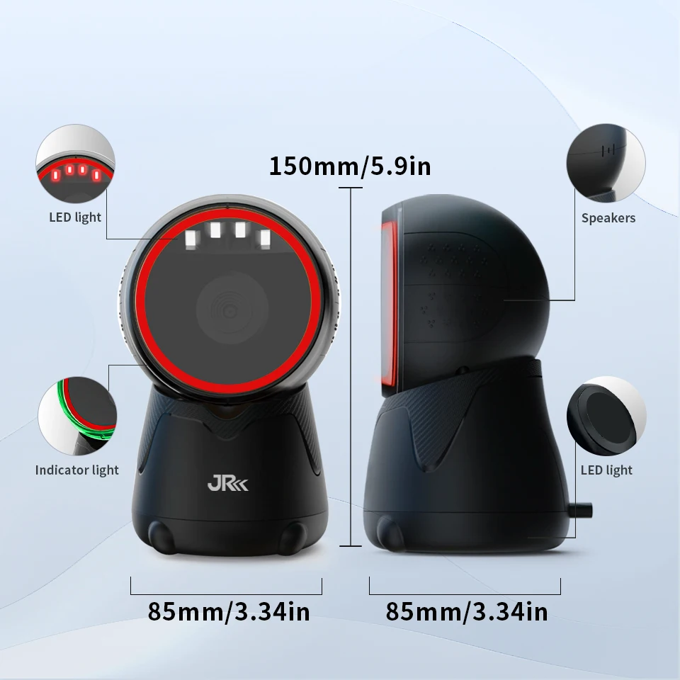 JR High-Performance 2D USB Barcode Scanner New Desktop Design for ...