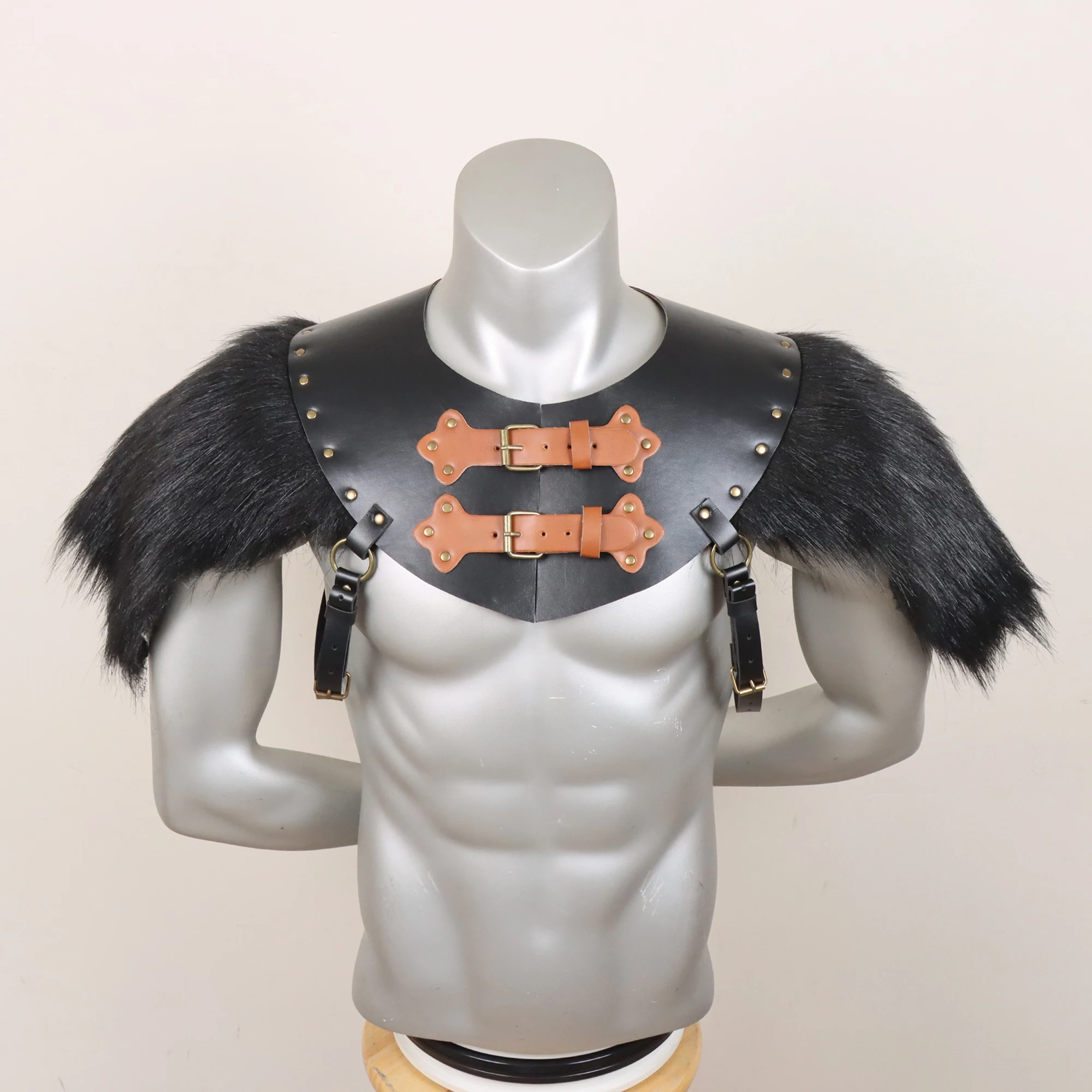 Men's Viking Medieval Renaissance Faux Fur Collar Cosplay