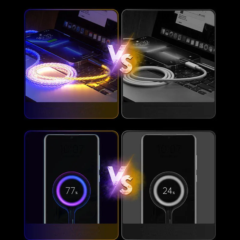 RGB Data Cable Light-emitting Breathing Gradient Super Fast Charge ...
