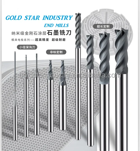 CVD Diamond Coated 1/4 Inch Carbide End Mill Diamond Coated Carbide ...