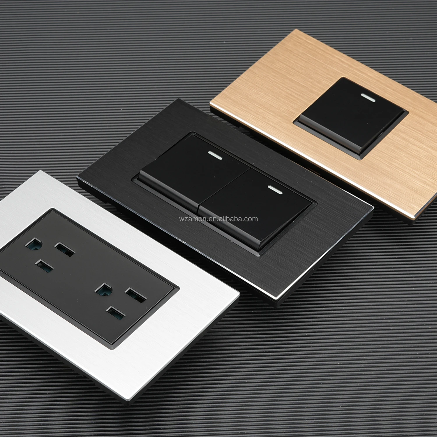 Luxury Modern Wall Light Switch Electric Home 118 Black Aluminum Switch ...