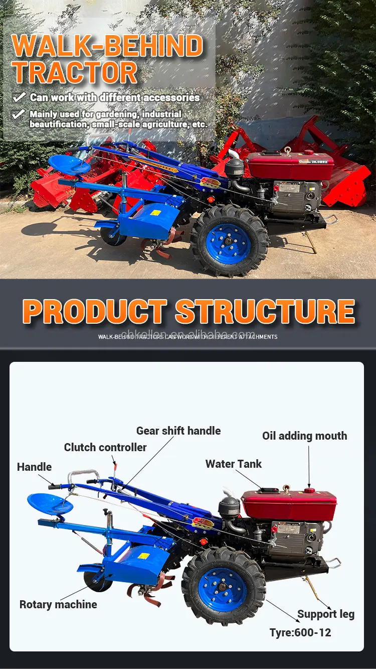 2 Wheel 2wd Tractors Walking Tractor Cultivators Ploughing Machine ...