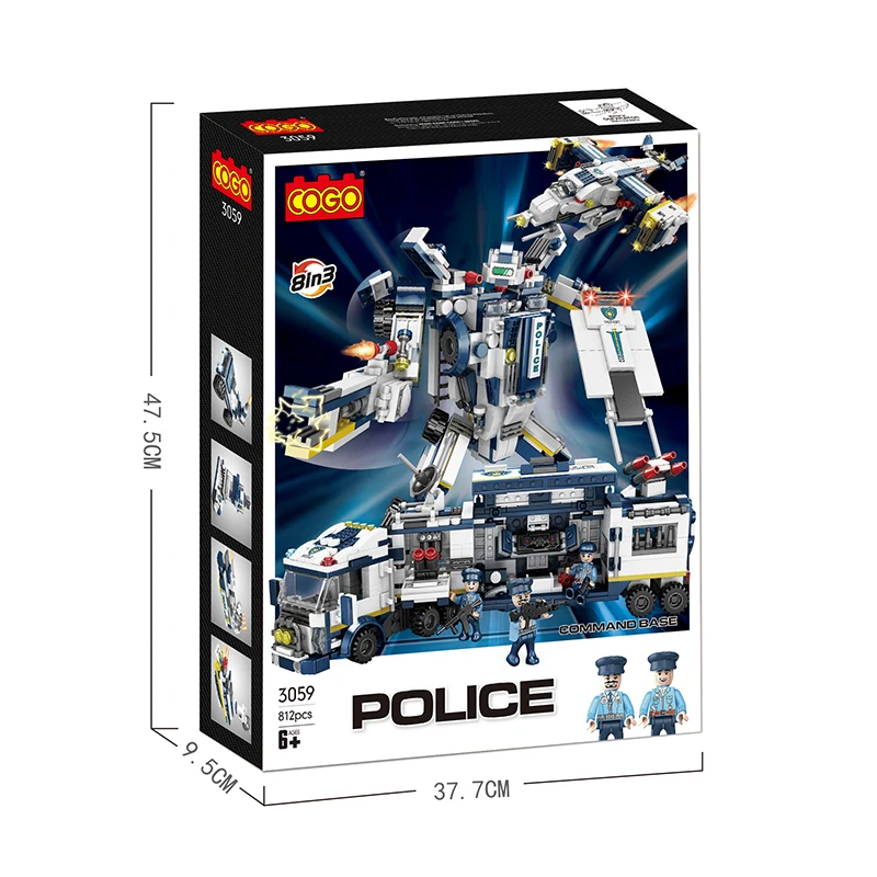 Cogo Police 812 Pcs 8 In 3 Educational Deform Big Truck Transform ...