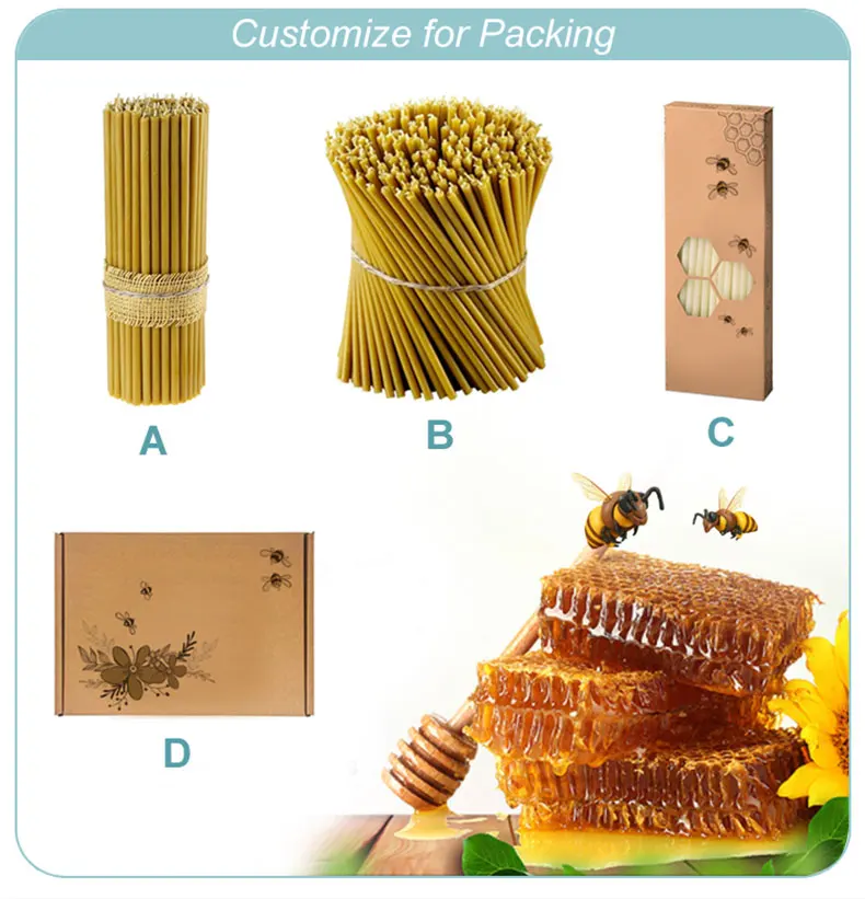 Premium Quality Decorative Tall Thin Pure Beeswax Candle For Church ...