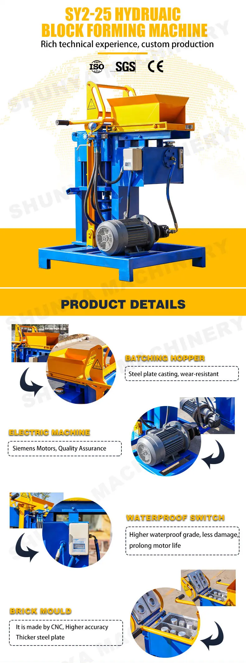 Interlocking Brick Machine Sy2-25 Clay Cement Solid Block Hydraulic ...