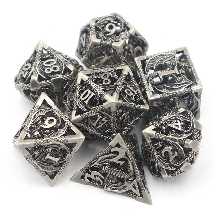Factory Wholesale 7pcs Set of High Quality Metal Hollow Ancient Dice ...