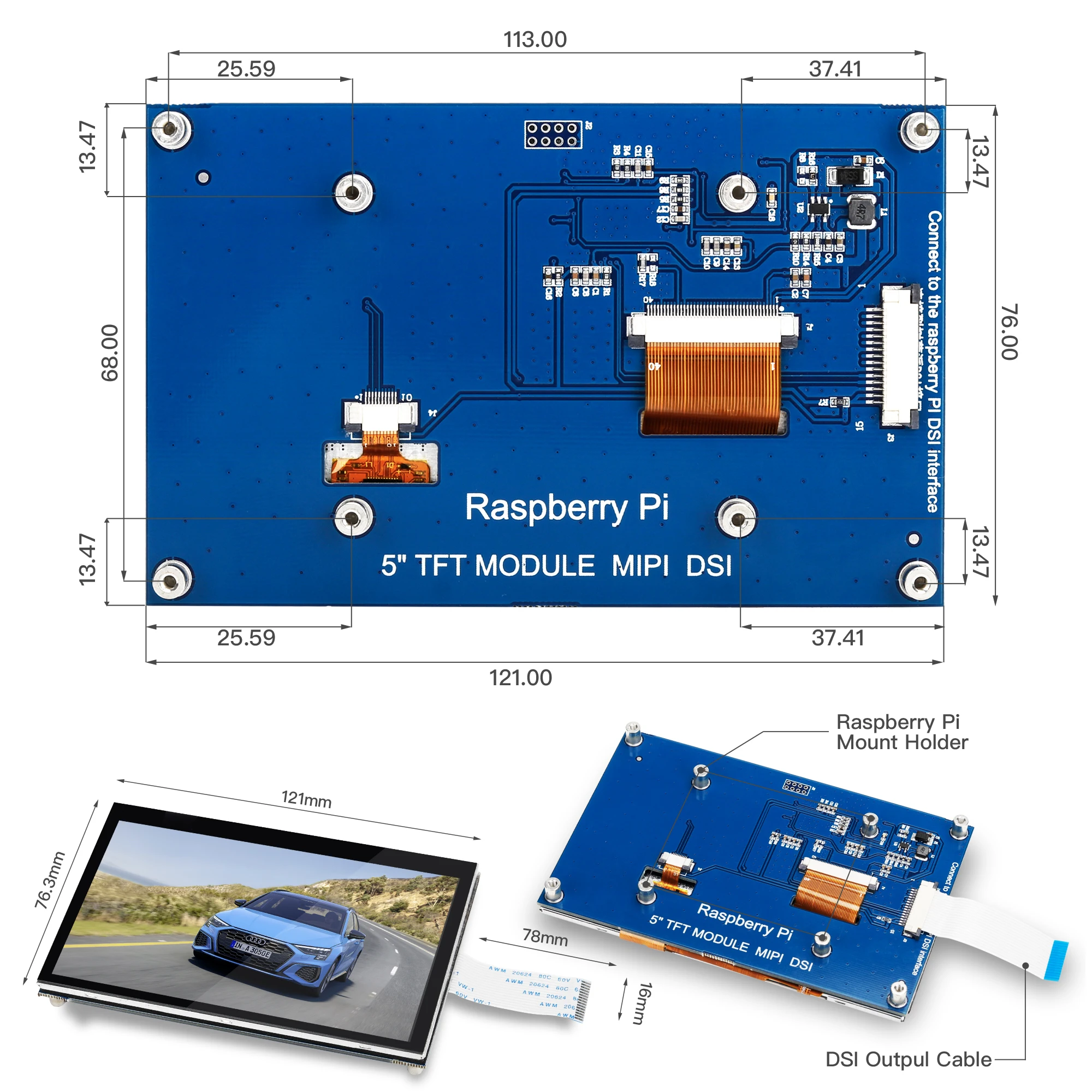 7 Inch Raspberry Pi Dsi Display,Raspberry Pi Display 7 5 Inch Ips ...