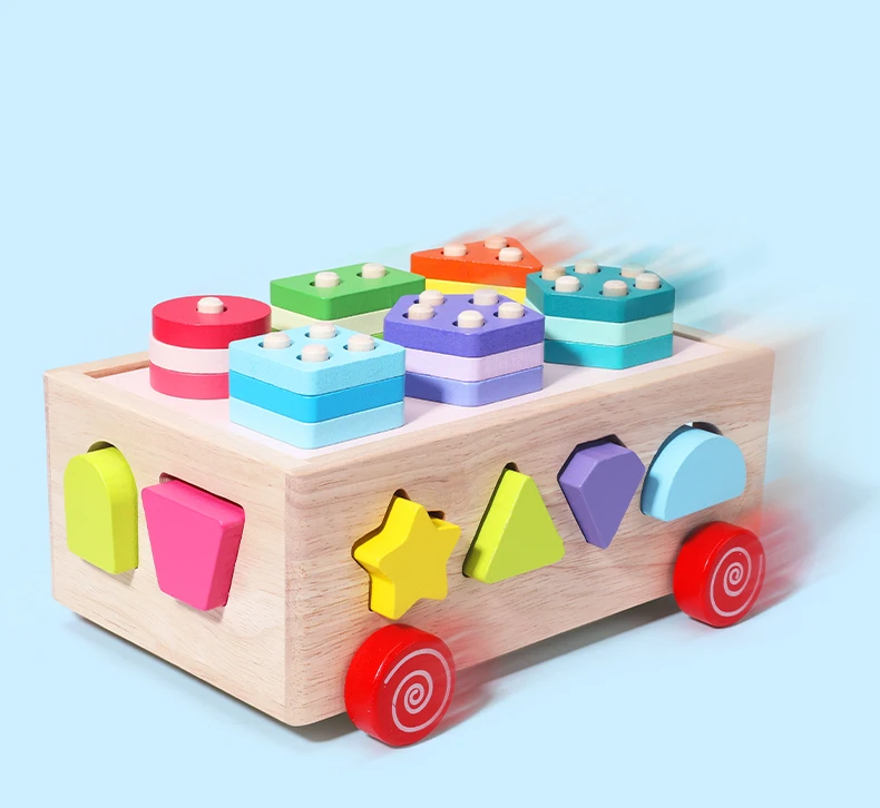 Wooden Shape Matching Box Toy Geometric Shape Cognitive Teaching - Buy ...