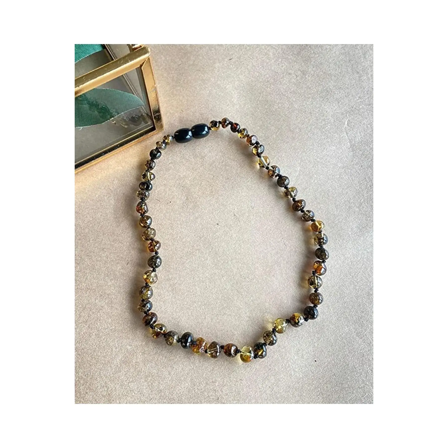 Adult Antique Green Fossil Amber Necklace - Certified,Original 45cm ...