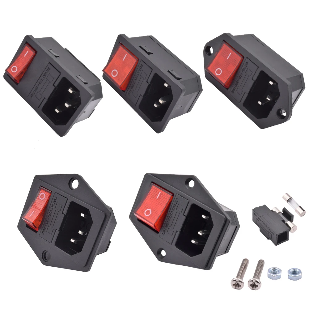 IEC320 3 Pin C13 C14 Rewireable Electrical Panel Mount Rocker Switch ...