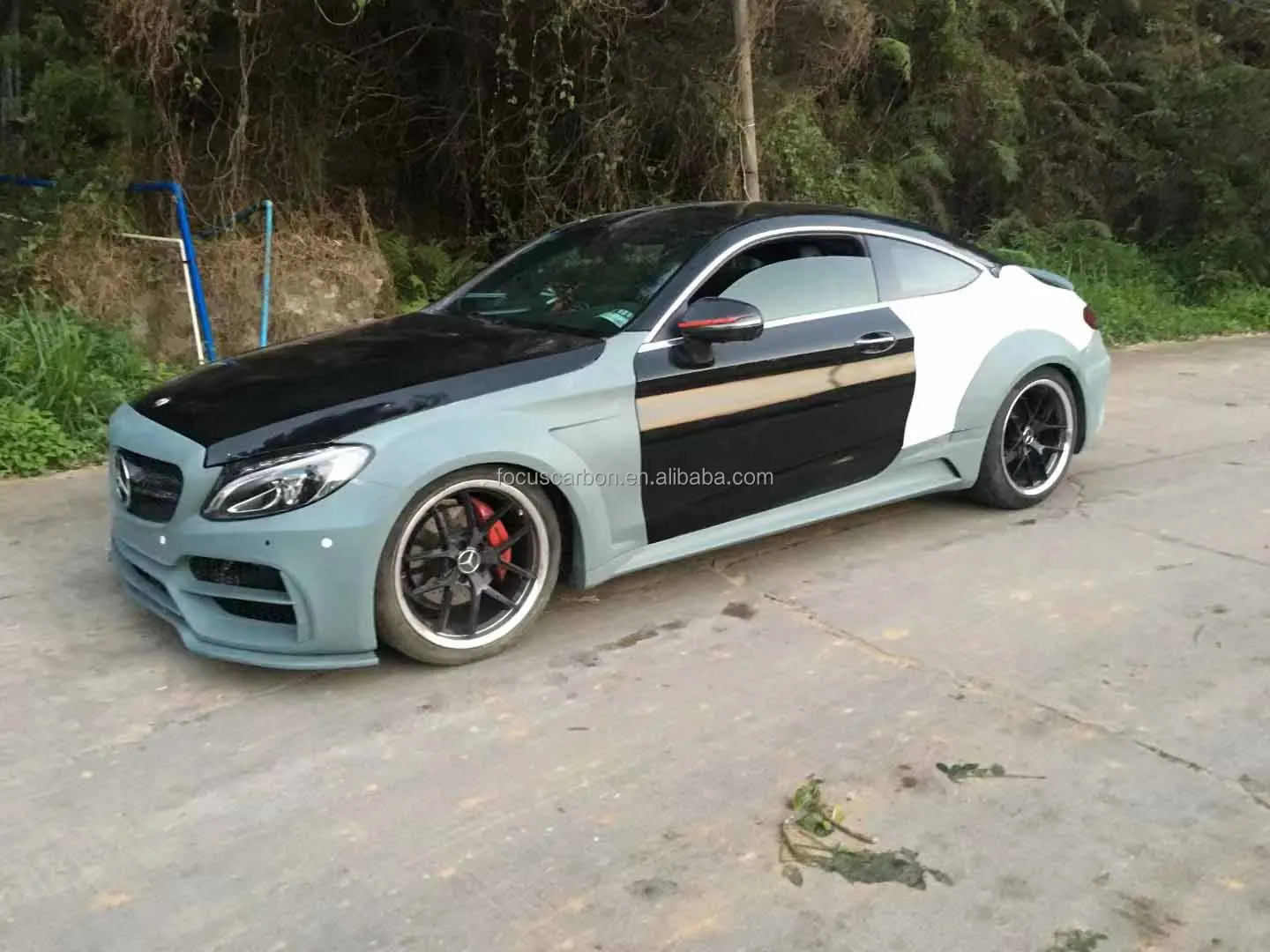 PD Style Wide Body Kit for W205 C63/C63S Coupe Sedan CF+FRP Car Bumpers ...