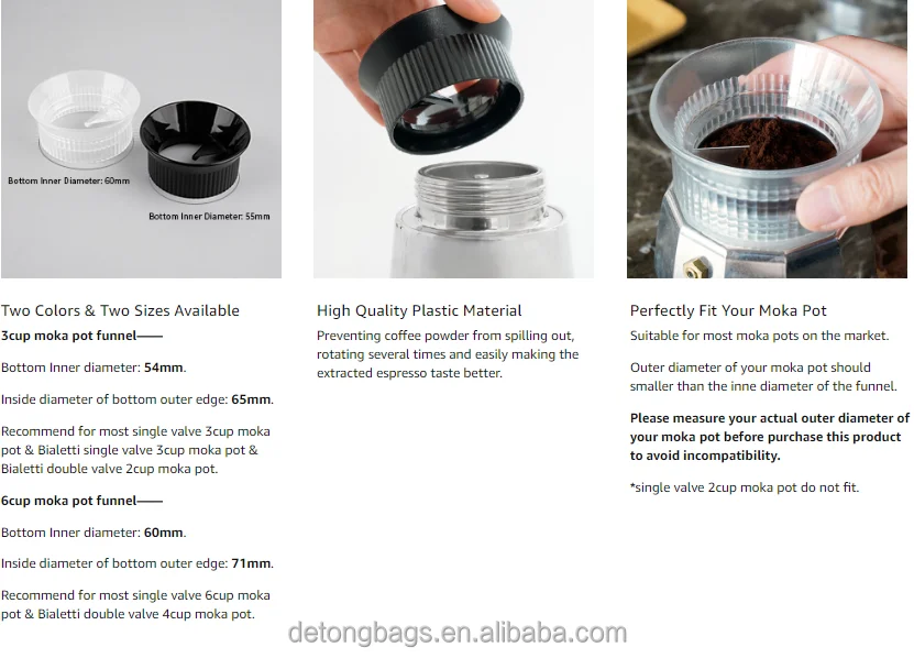 Moka Pot Dosing Funnel,Stovetop Espresso Coffee Maker Distribution Tool ...