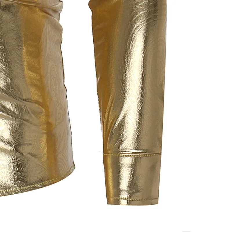 Luxury Royal Gold Foil Metal Gold Black Long Sleeve Shirt