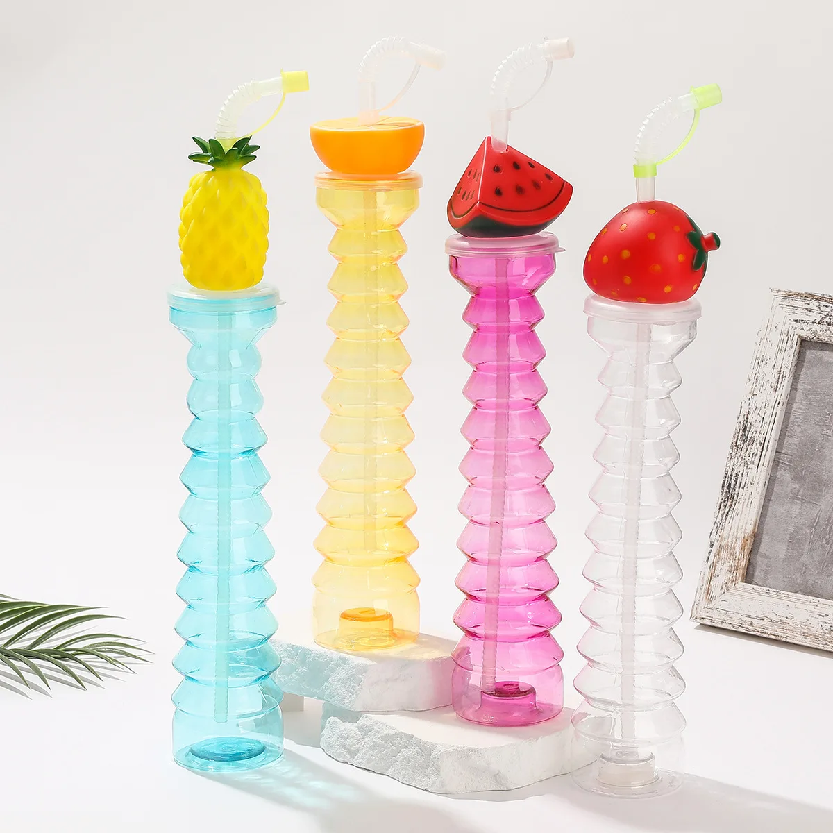 Luminous Plastic Cup Juice Drink Milk Tea Coffee Cold Drink Straw ...