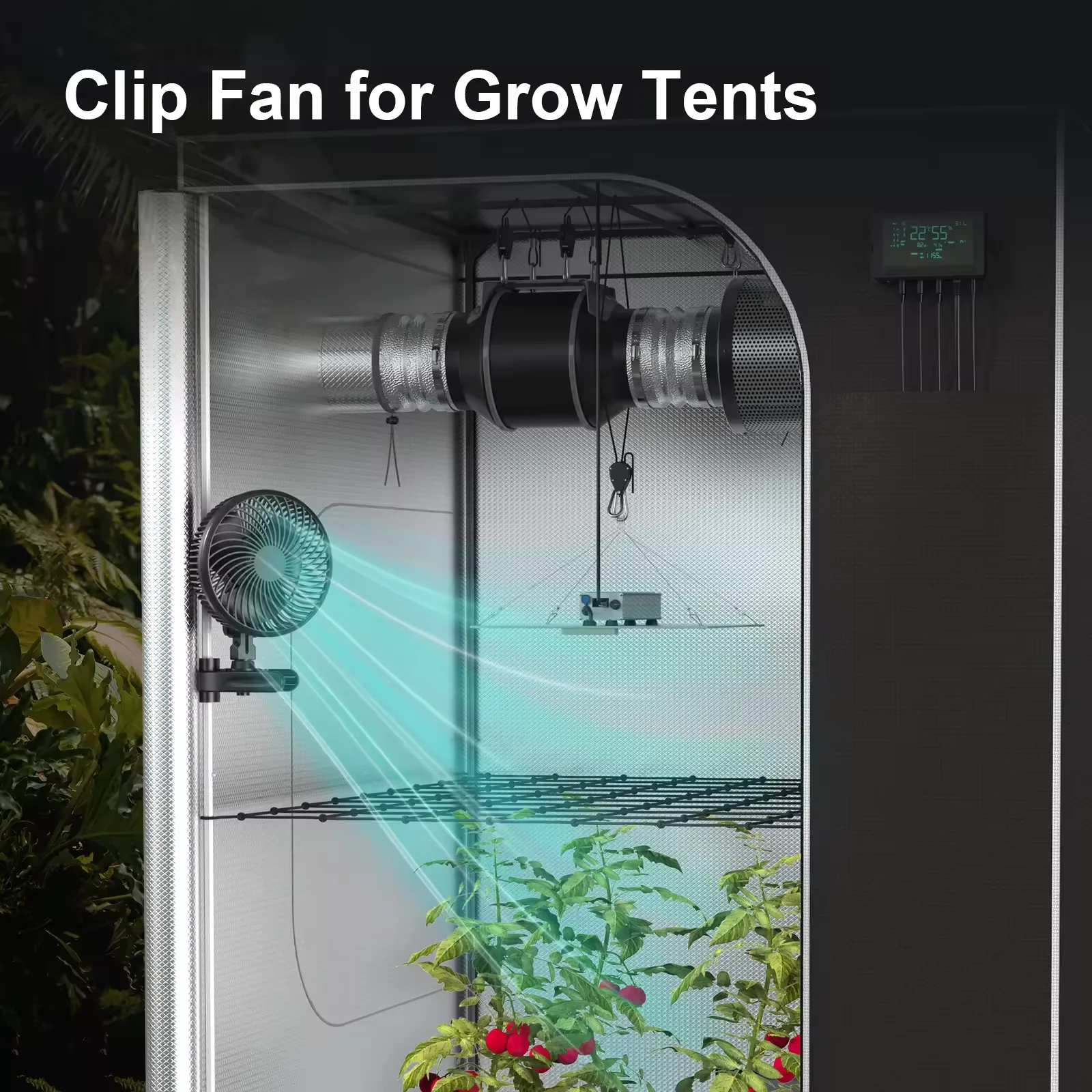 Space Saving Design Oscillating Clip on Fans for Compact Grow Tents ...