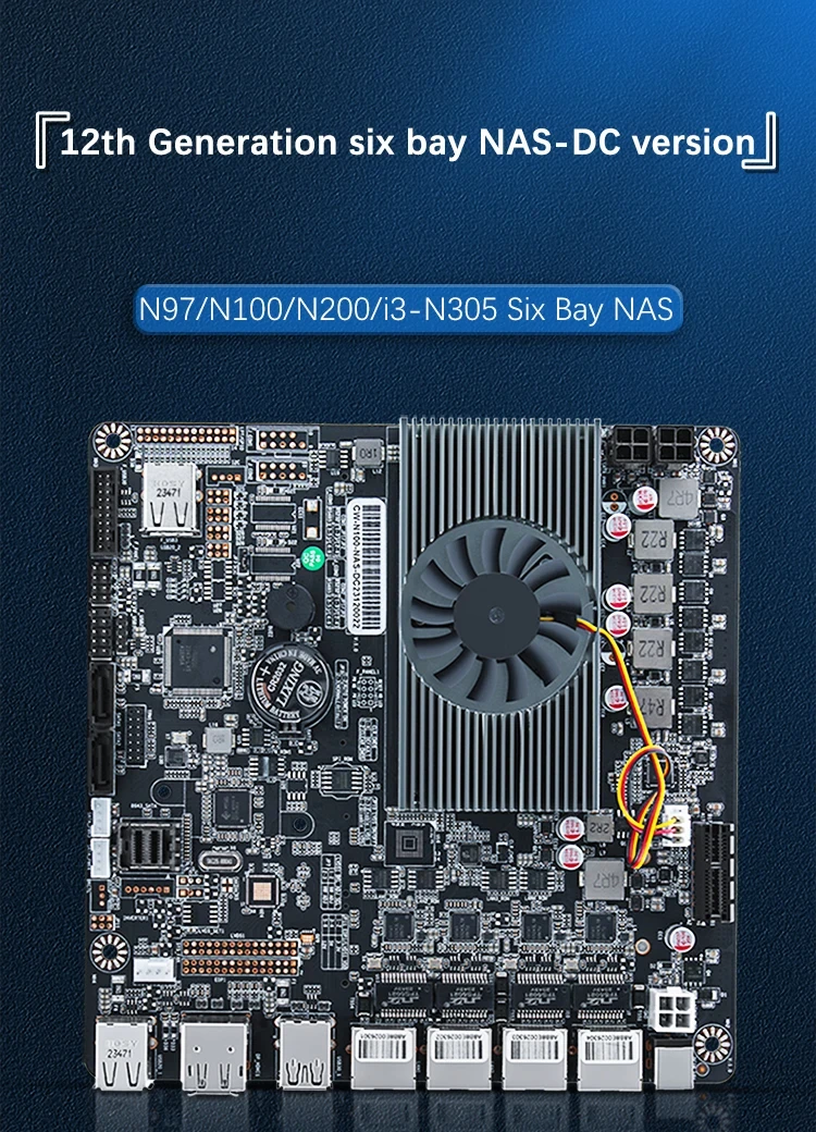 6-bay 12th NAS Motherboard I3-N305 with 2.5G LAN & M.2 Nvme