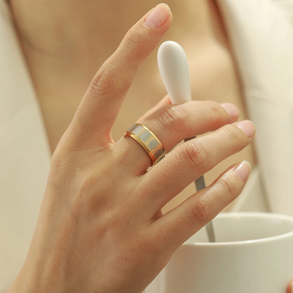 Explosive Gold Ring Stainless Steel Roman Numeral Ring - Buy Men's And ...