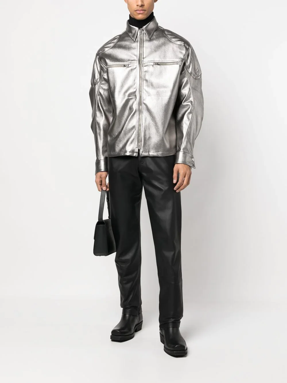 Factory Made Men's Silver Jacket Men's Leather Jacket Men's Multi ...