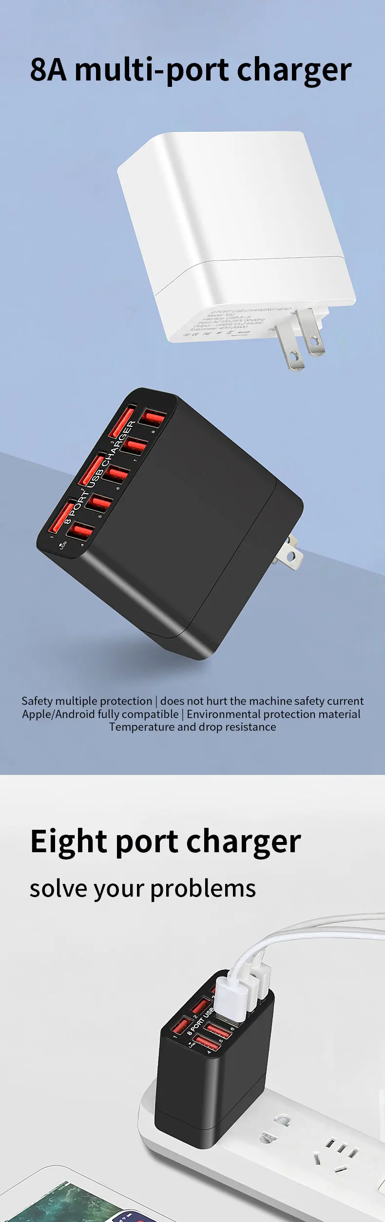 8ports 40w Usb C Pd Multiport Portable Charger For Mac Book Ipad Phone ...