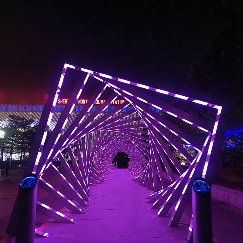 ANPU 3D RGB LED Christmas Time Tunnel Arch Motif Light Stainless Steel ...