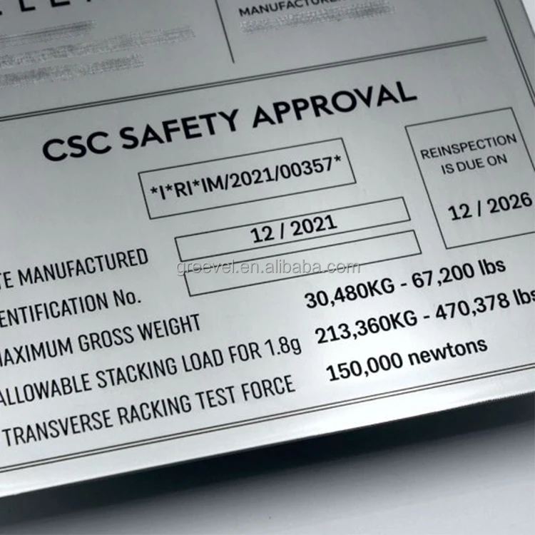 Greevel Stainless Steel Iso Shipping Container Csc Plate - Buy Csc ...