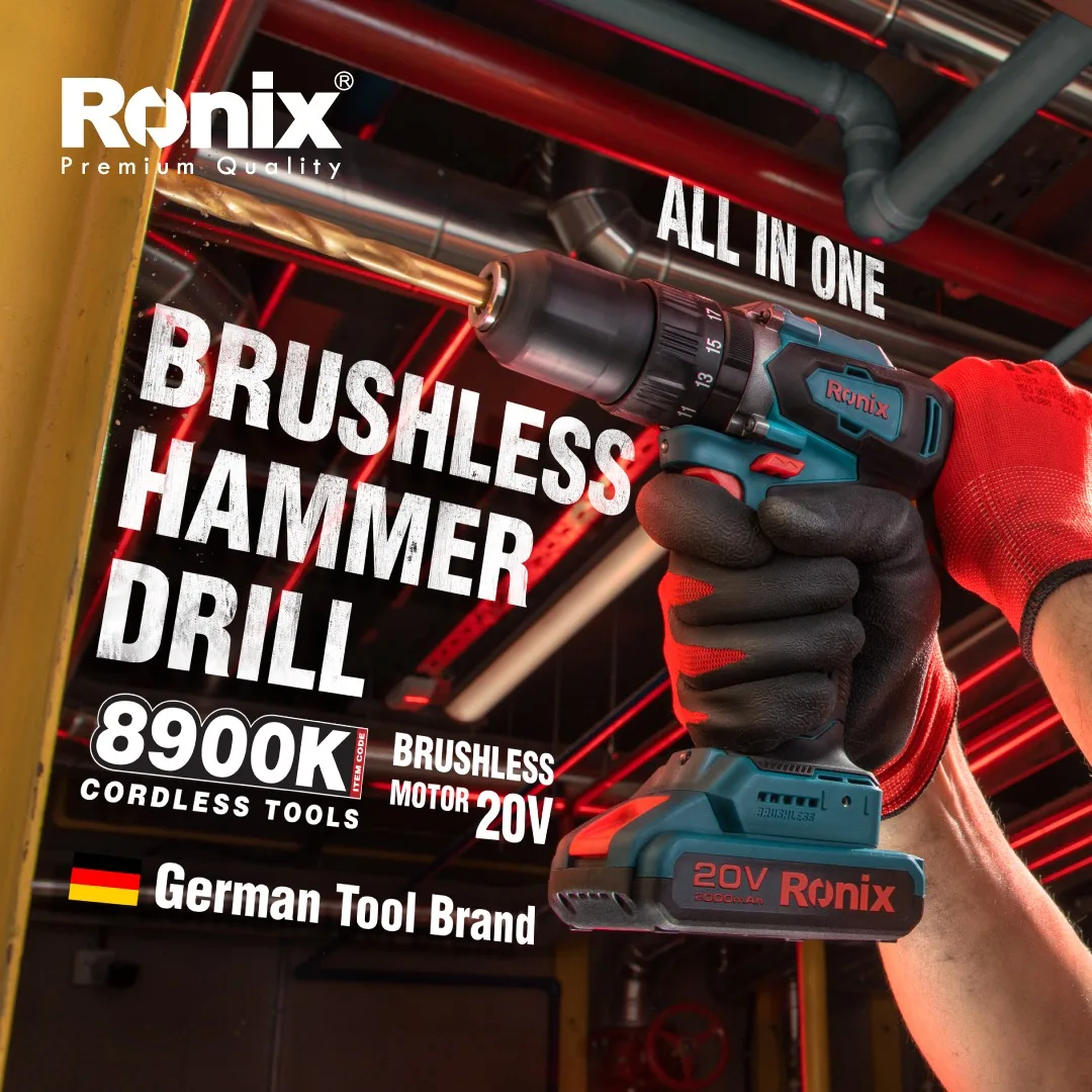 Ronix 20v In Stock 8900~8900k Cordless Impact Drill Brushless Electric ...