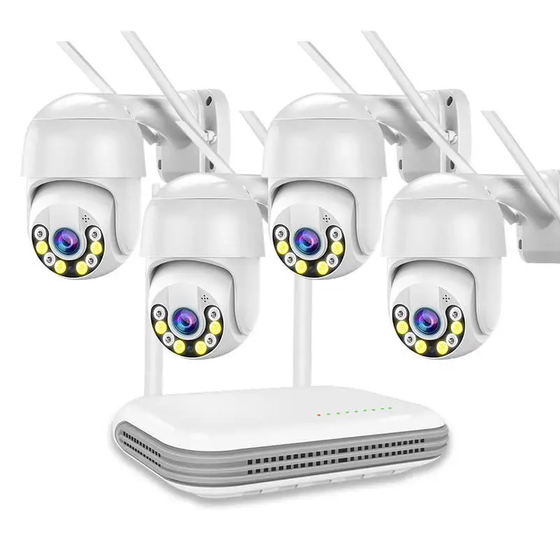 Nvr With 4 Pcs 2mp Wifi Security Ptz Camera H.265 4ch P2p Video ...