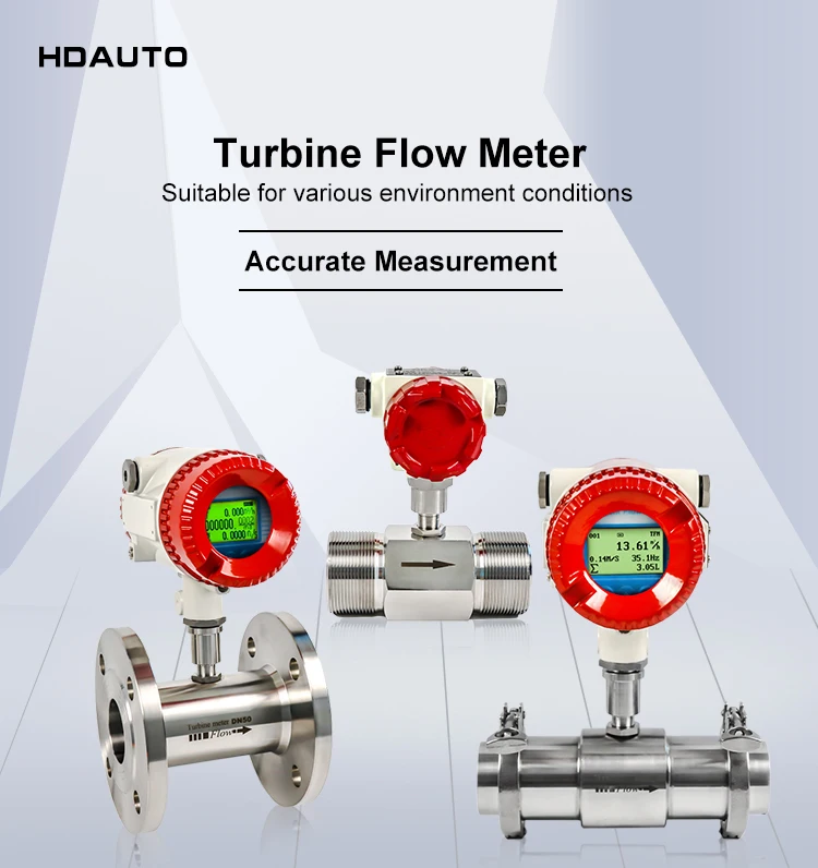 0.5% Accuracy SS304/316 4-20mA LCD Totalize Food Grade Liquid Flow Meter Turbine Flow Meter ...