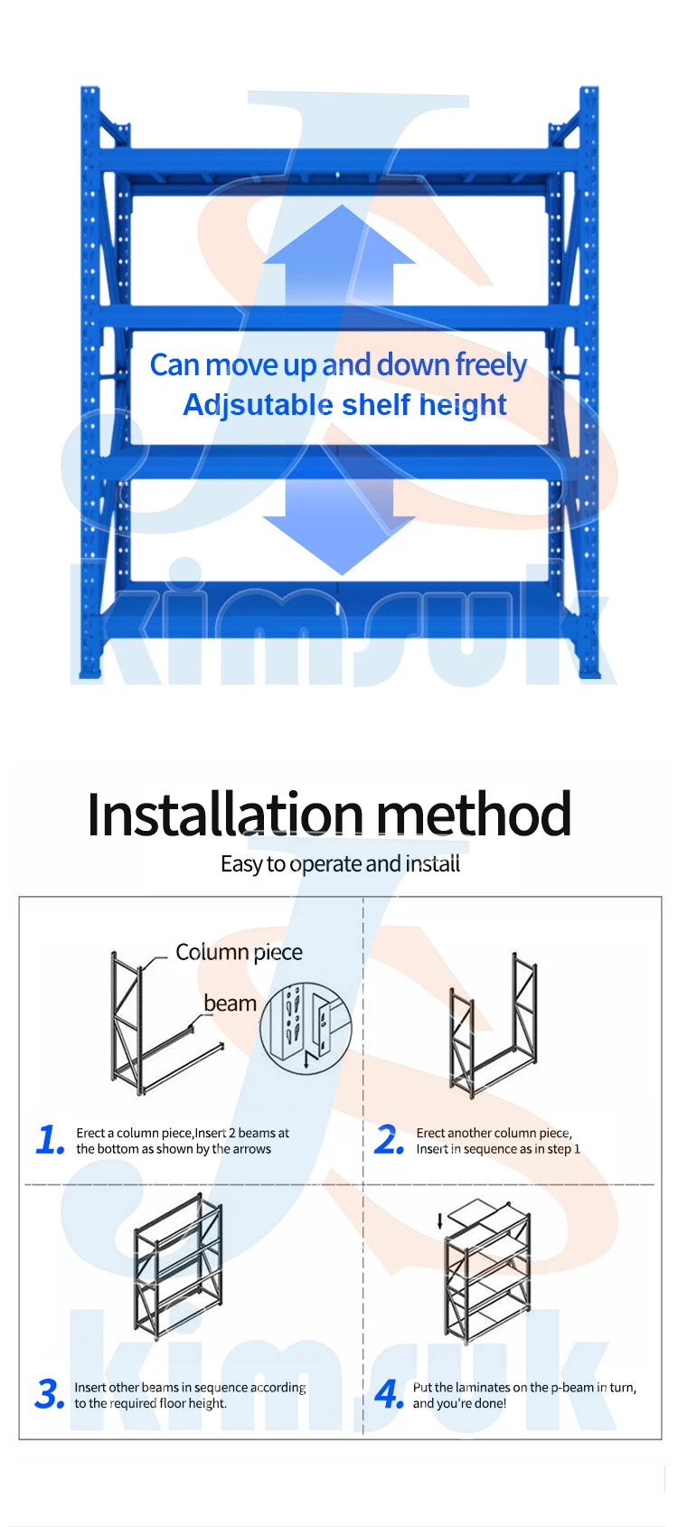 500kg per Layer Powder Coated Warehouse Storage Racks