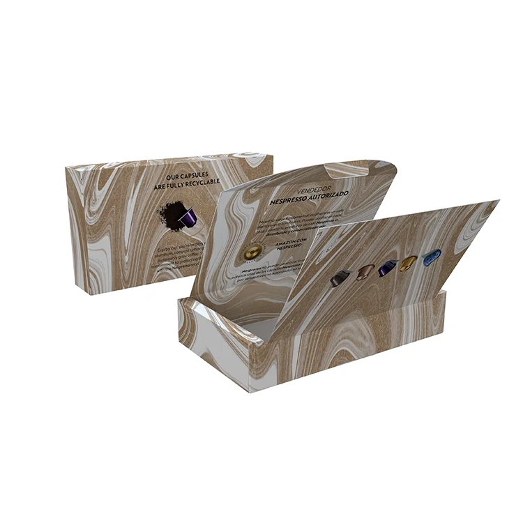 Custom Printed White Cardboard Pod Coffee Capsule Box