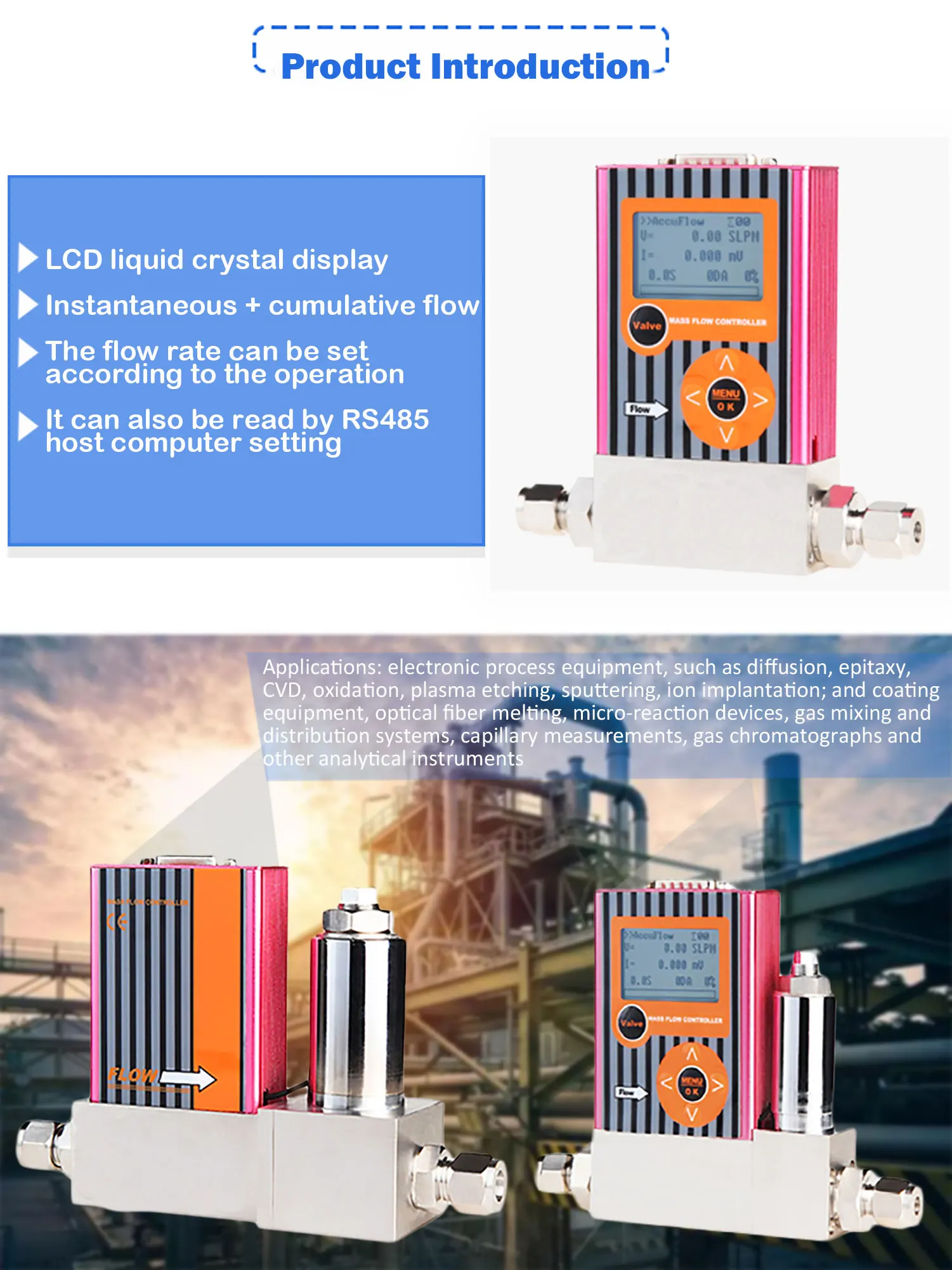 RS485 Digital N2 Gas Mass Flow Controller With Solenoid Proportional ...