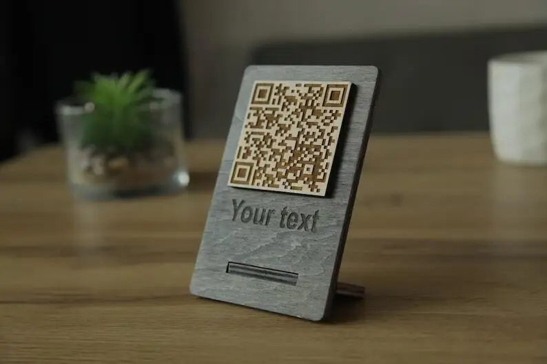 Customize Table Qr Wood Signqr Code Wooden Sign Plaque Business Store ...