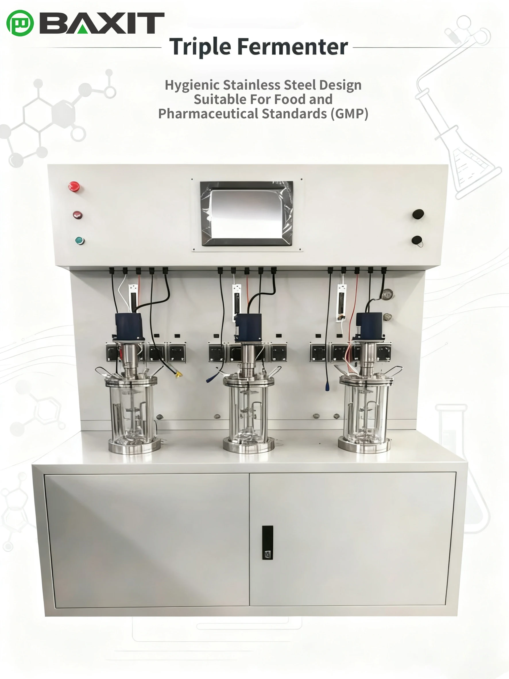 30L Fermentation Bioreactor Stainless Steel Borosilicate Glass for ...