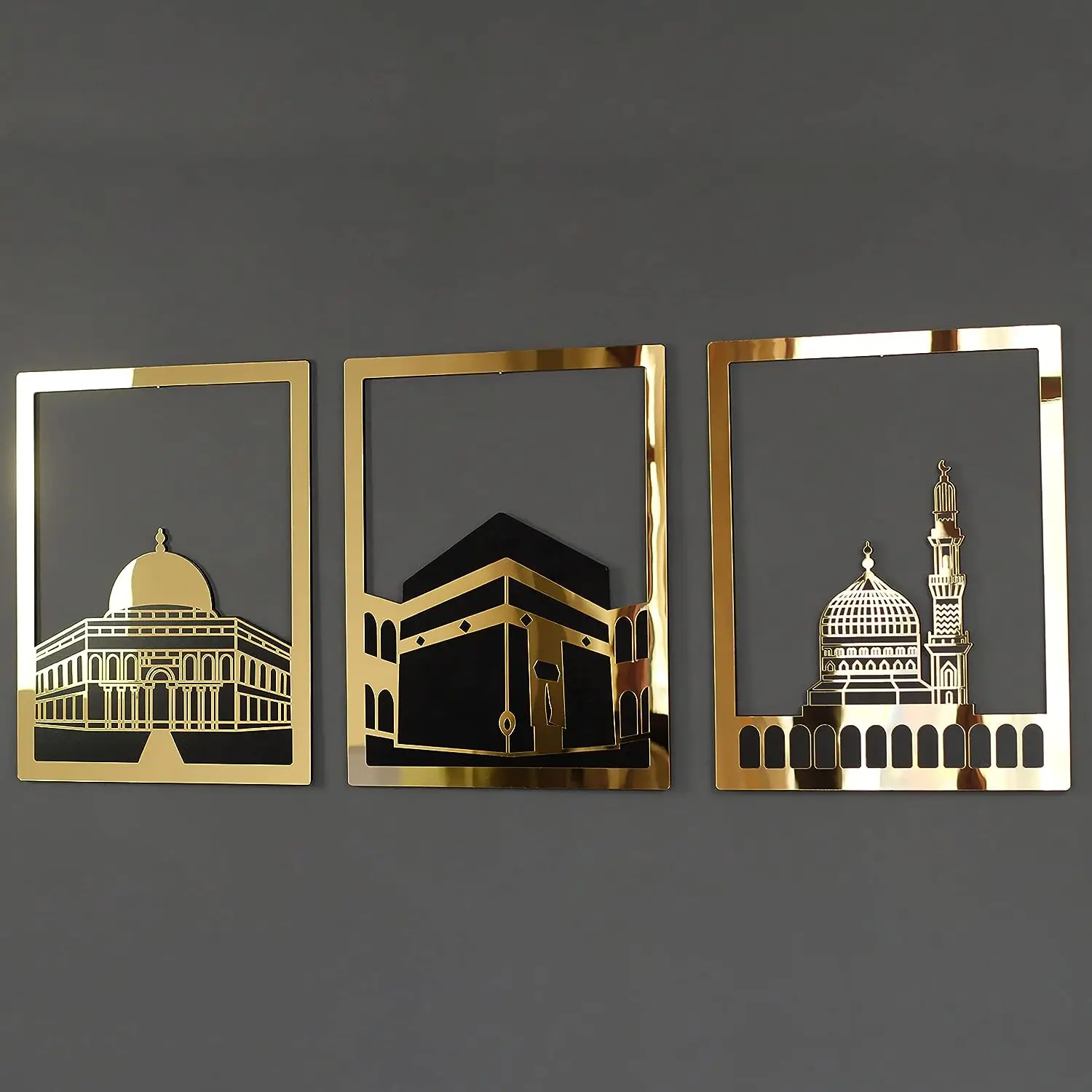 3pcs Masjid Al Aqsa Masjid Al-Haram Masjid An-Nabawi Islamic Wall Art ...