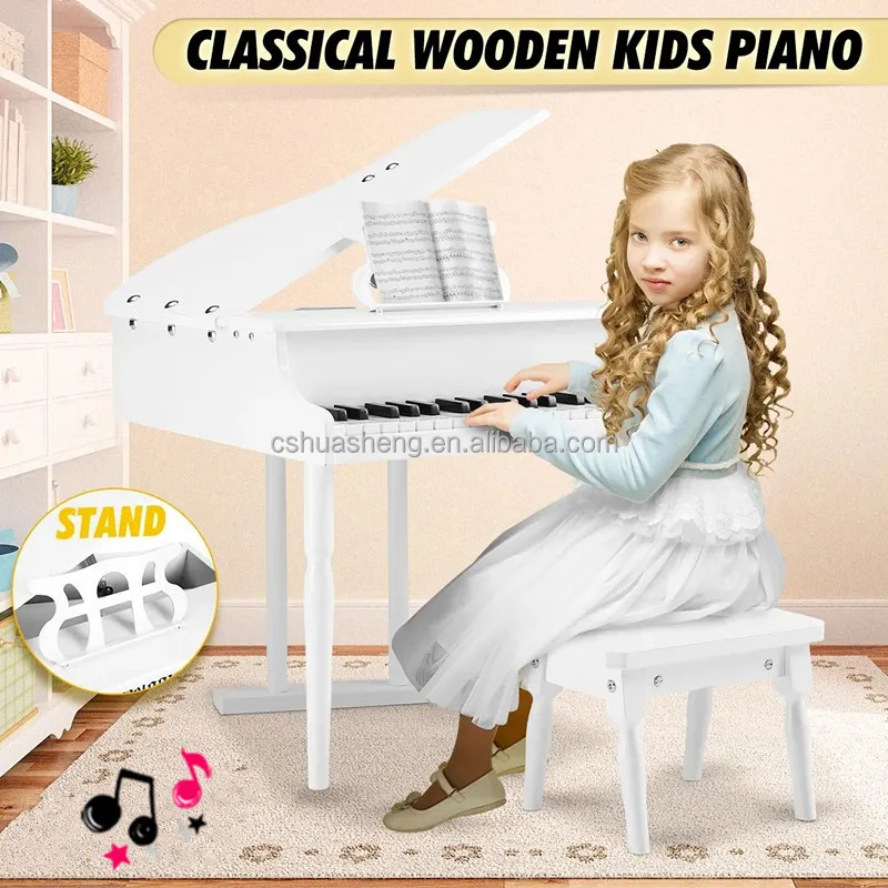 30 Keys Kids Wooden Piano Mechanical Musictoy For Children Hand-eye ...