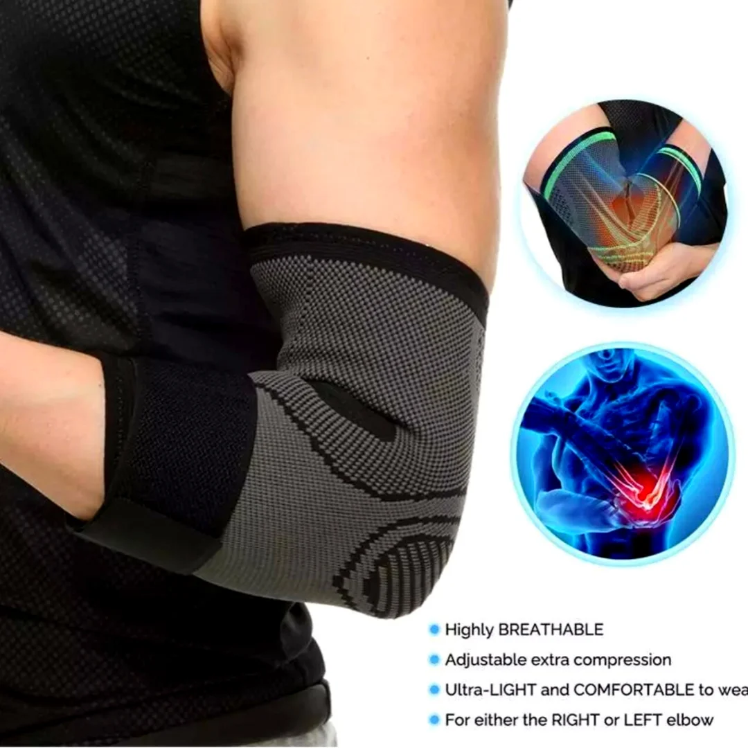 Men Women Anti-Slip Fitness Bandage Elbow Pads Brace Breathable Elbow ...