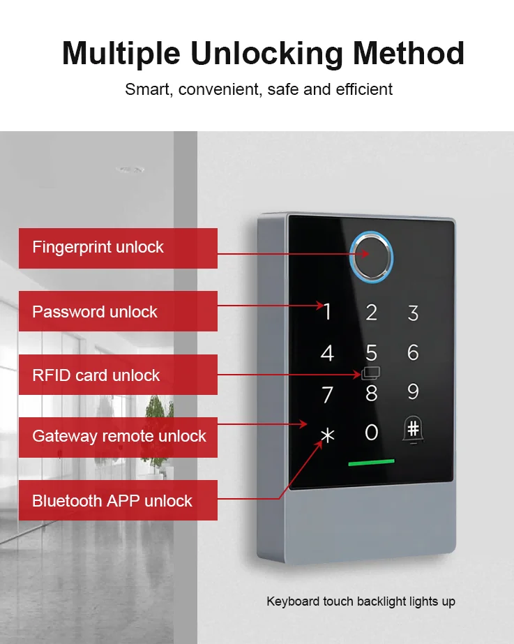IP67 Waterproof Bluetooth Connected TTlock App Smart Door Lock RFID Biometric Fingerprint Door ...